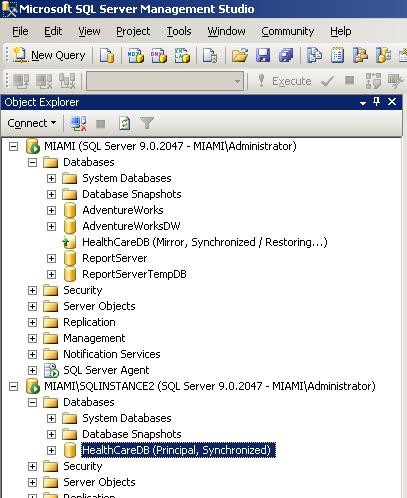 SQL Server 2005 Database Mirroring screenshots – e-Squillace