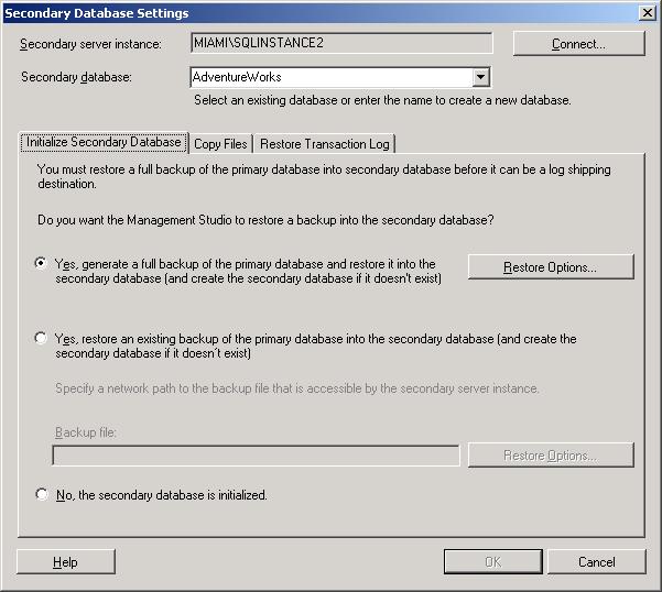Log Shipping Configuration – SQL Server 2005 – e-Squillace