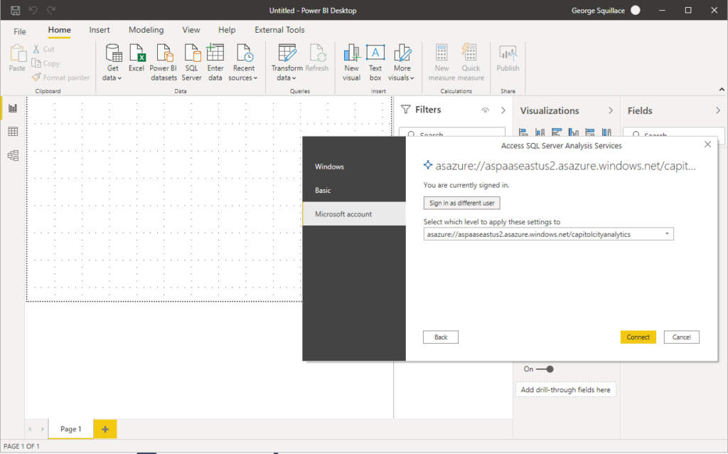 Create & Connect to Azure Analysis Services Instance – e-Squillace