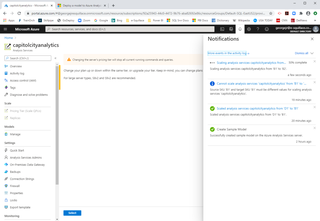 Create & Connect to Azure Analysis Services Instance – e-Squillace