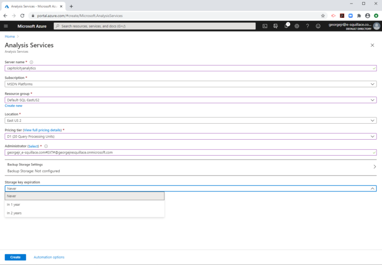 Create & Connect to Azure Analysis Services Instance – e-Squillace